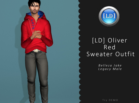 Second Life Marketplace - [LD] Oliver Red Sweater Outfit
